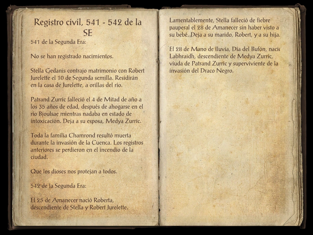 Registro civil, 541 - 542 de la SE | Elder Scrolls | Fandom
