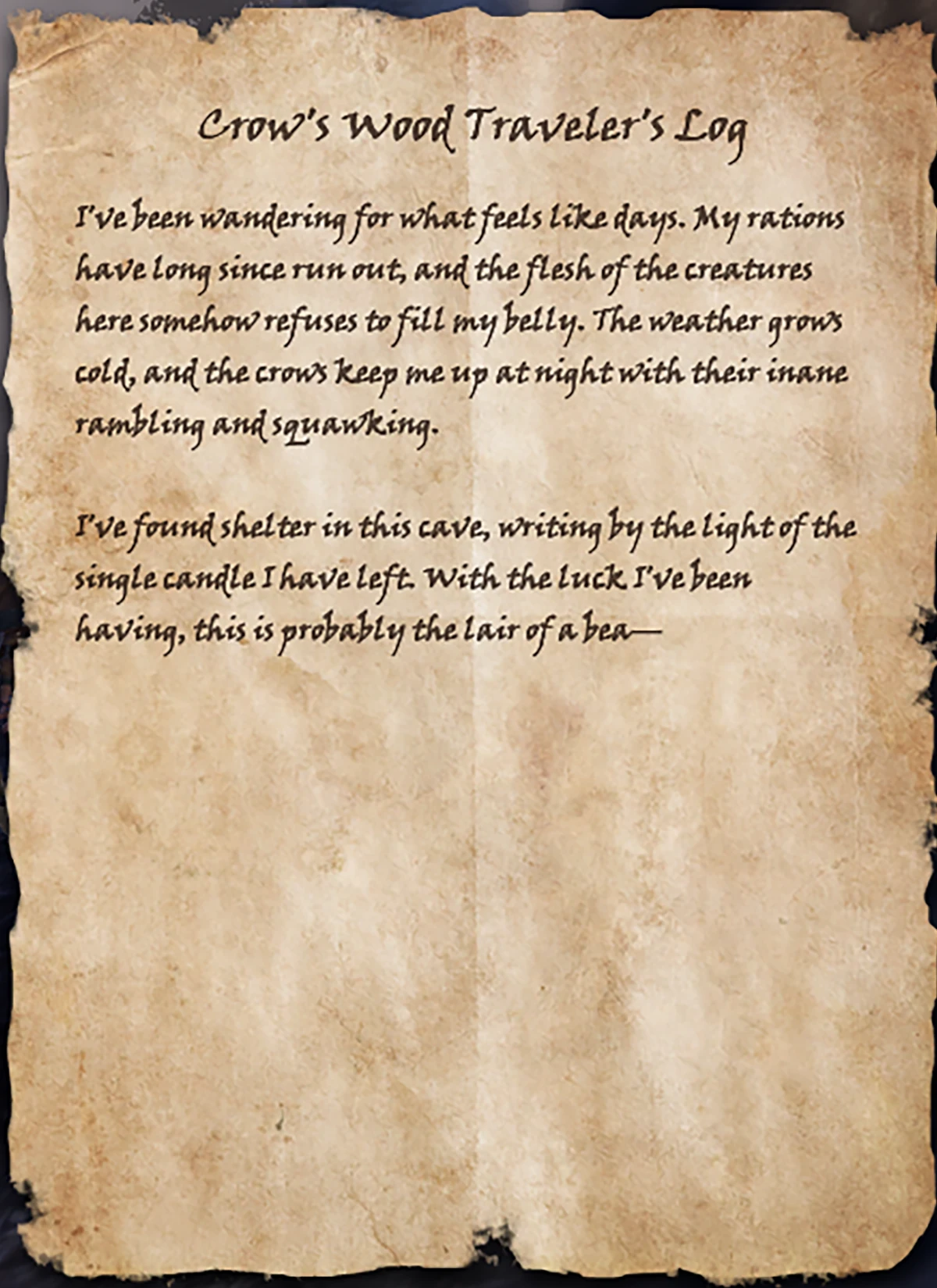 Crow's Wood Traveler's Log | Elder Scrolls | Fandom