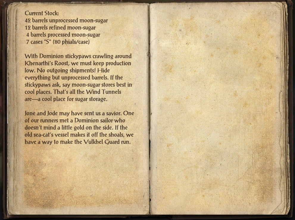 Roost Smuggler's Ledger | Elder Scrolls | Fandom