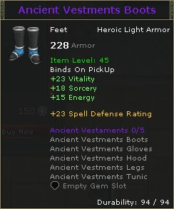 Ancient Vestments Boots | Eldevin Wiki | Fandom