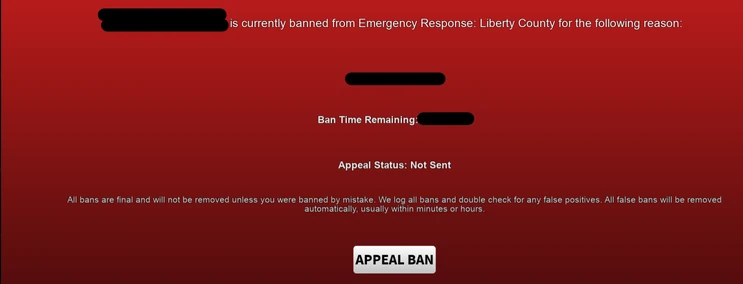 Ban | Emergency Response Liberty County Wiki | Fandom