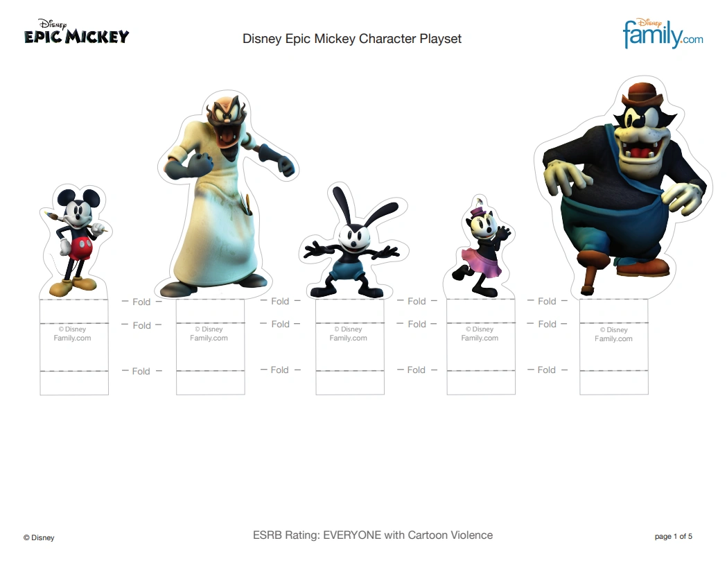 Epic Mickey Paper Model Character Set | Epic Mickey Wiki | Fandom