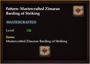 Pattern: Mastercrafted Zimaran Barding of Striking | EverQuest 2 Wiki ...