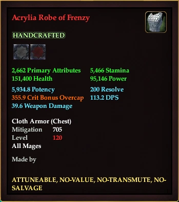 Acrylia Robe of Frenzy | EverQuest 2 Wiki | Fandom