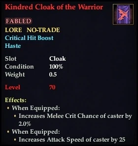 Kindred Cloak of the Warrior | EverQuest 2 Wiki | Fandom