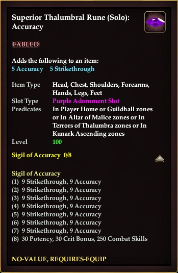 Superior Thalumbral Rune (Solo): Accuracy | EverQuest 2 Wiki | Fandom