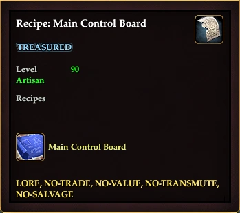 Recipe: Main Control Board | EverQuest 2 Wiki | Fandom