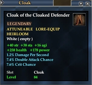 Cloak of the Cloaked Defender | EverQuest 2 Wiki | Fandom
