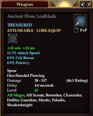 Ancient Ebon Leafblade | EverQuest 2 Wiki | Fandom