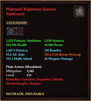 Platemail Righteous Sanctus Vambraces | EverQuest 2 Wiki | Fandom