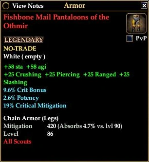 Fishbone Mail Pantaloons of the Othmir | EverQuest 2 Wiki | Fandom