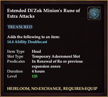 Extended Di'Zok Minion's Rune of Extra Attacks | EverQuest 2 Wiki | Fandom