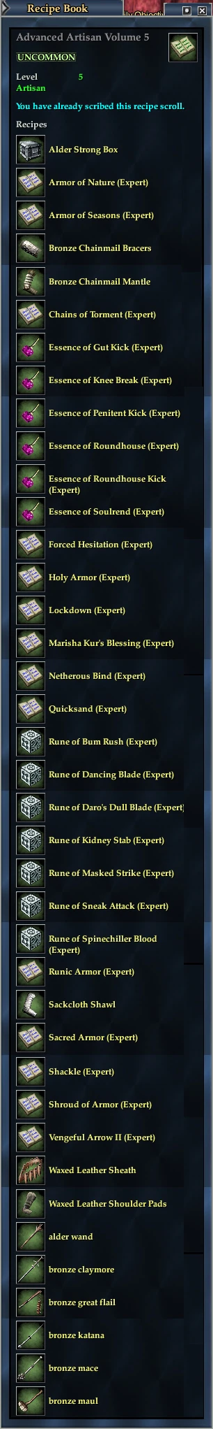 Advanced Artisan Volume 5 | EverQuest 2 Wiki | Fandom