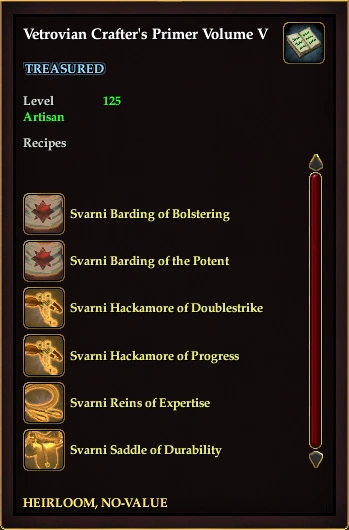 Vetrovian Crafter's Primer Volume V | EverQuest 2 Wiki | Fandom