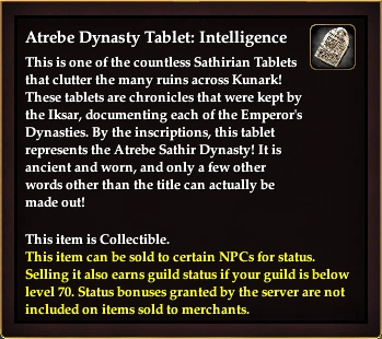 Atrebe Dynasty Tablet: Intelligence | EverQuest 2 Wiki | Fandom