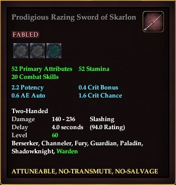Prodigious Razing Sword of Skarlon | EverQuest 2 Wiki | Fandom