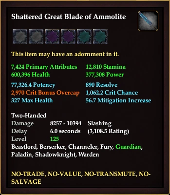 Shattered Great Blade of Ammolite | EverQuest 2 Wiki | Fandom