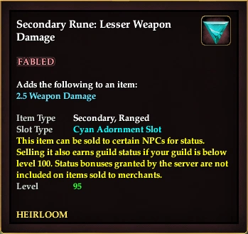 Secondary Rune: Lesser Weapon Damage | EverQuest 2 Wiki | Fandom