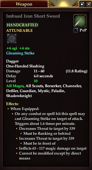 Imbued Iron Short Sword | EverQuest 2 Wiki | Fandom