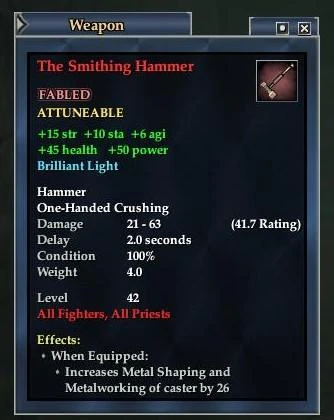 The Smithing Hammer | EverQuest 2 Wiki | Fandom