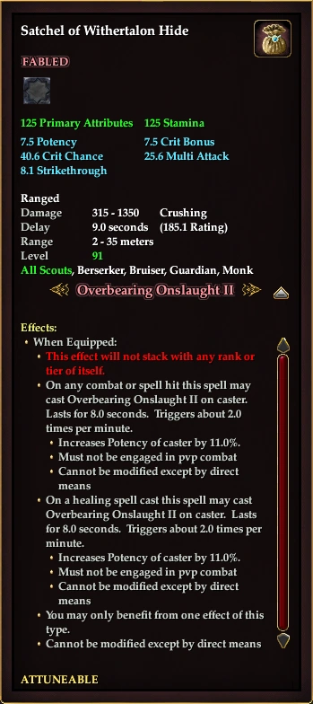 Satchel of Withertalon Hide | EverQuest 2 Wiki | Fandom
