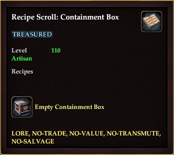 Recipe Scroll: Containment Box | EverQuest 2 Wiki | Fandom