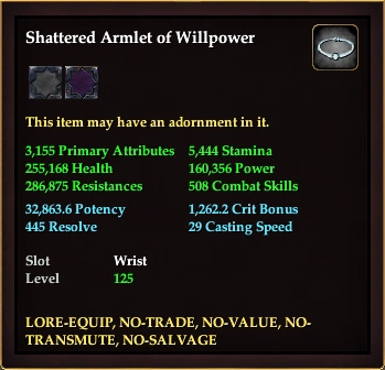 Shattered Armlet of Willpower | EverQuest 2 Wiki | Fandom