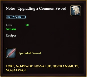 Notes: Upgrading a Common Sword | EverQuest 2 Wiki | Fandom