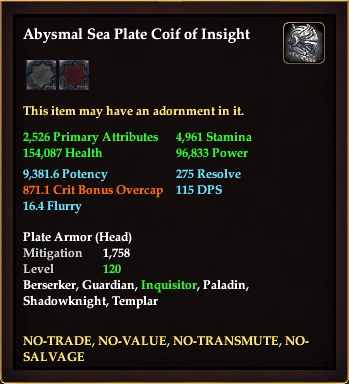 Abysmal Sea Plate Coif of Insight | EverQuest 2 Wiki | Fandom