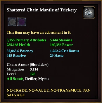 Shattered Chain Mantle of Trickery | EverQuest 2 Wiki | Fandom
