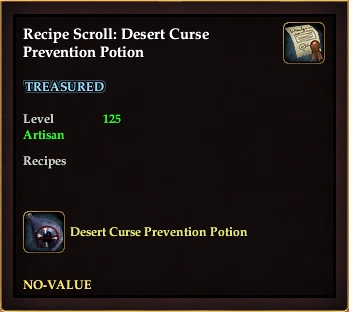Recipe Scroll: Desert Curse Prevention Potion | EverQuest 2 Wiki | Fandom