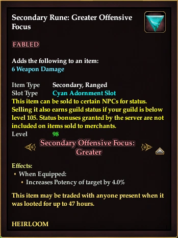 Secondary Rune: Greater Offensive Focus | EverQuest 2 Wiki | Fandom