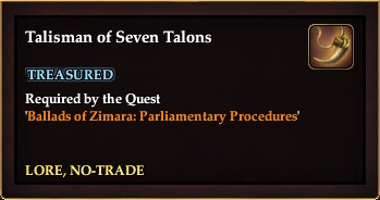 Talisman of Seven Talons | EverQuest 2 Wiki | Fandom