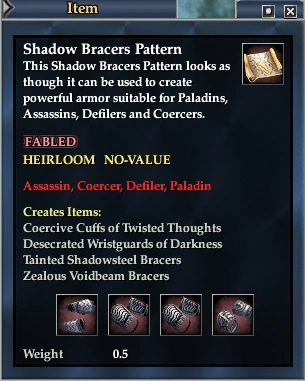 Shadow Bracers Pattern | EverQuest 2 Wiki | Fandom