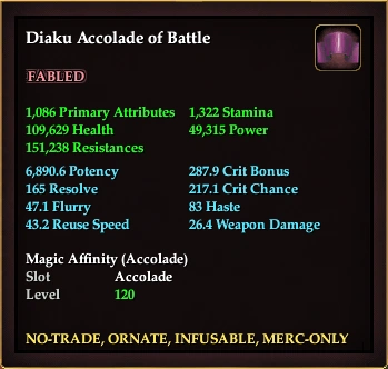 Diaku Accolade of Battle | EverQuest 2 Wiki | Fandom
