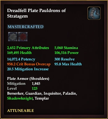 Dreadfell Plate Pauldrons of Stratagem | EverQuest 2 Wiki | Fandom