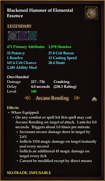 Blackened Hammer of Elemental Essence | EverQuest 2 Wiki | Fandom
