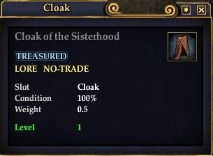 Cloak of the Sisterhood | EverQuest 2 Wiki | Fandom