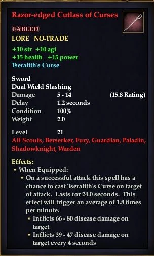 Razor-edged Cutlass of Curses | EverQuest 2 Wiki | Fandom