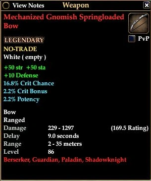 Mechanized Gnomish Springloaded Bow | EverQuest 2 Wiki | Fandom
