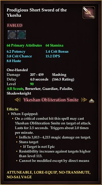 Prodigious Short Sword of the Ykesha | EverQuest 2 Wiki | Fandom