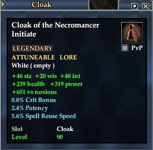 Cloak of the Necromancer Initiate | EverQuest 2 Wiki | Fandom
