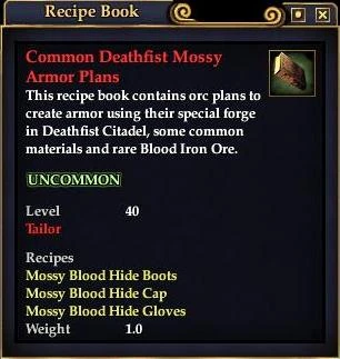 Common Deathfist Mossy Armor Plans | EverQuest 2 Wiki | Fandom