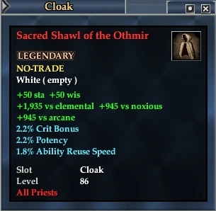 Sacred Shawl of the Othmir | EverQuest 2 Wiki | Fandom