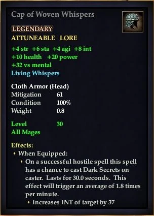 Cap of Woven Whispers | EverQuest 2 Wiki | Fandom