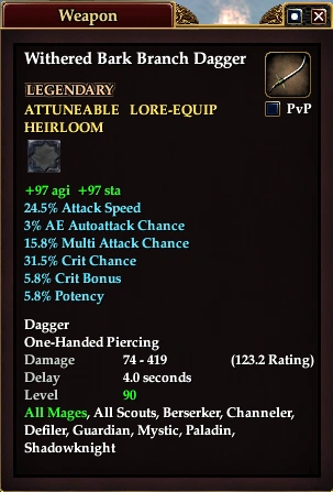 Withered Bark Branch Dagger | EverQuest 2 Wiki | Fandom