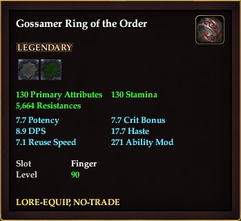 Gossamer Ring of the Order | EverQuest 2 Wiki | Fandom