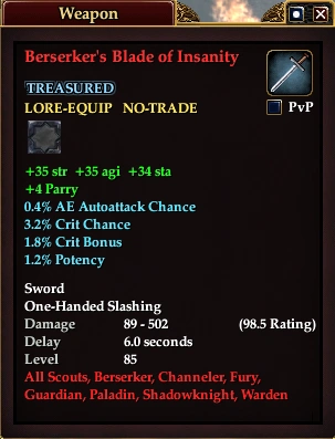 Berserker's Blade of Insanity | EverQuest 2 Wiki | Fandom