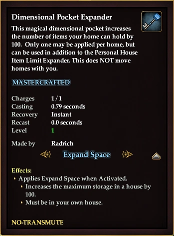 Dimensional Pocket Expander | EverQuest 2 Wiki | Fandom