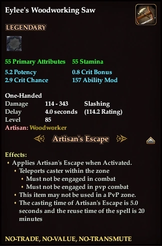Eylee's Woodworking Saw | EverQuest 2 Wiki | Fandom